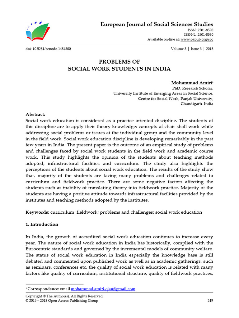 Problems of Social Work Students in Indi | PDF | Social Work | Creative ...