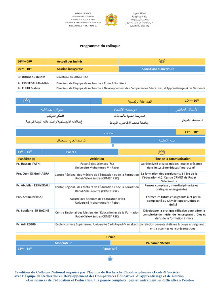 Programme Du Colloque 280122024 | PDF