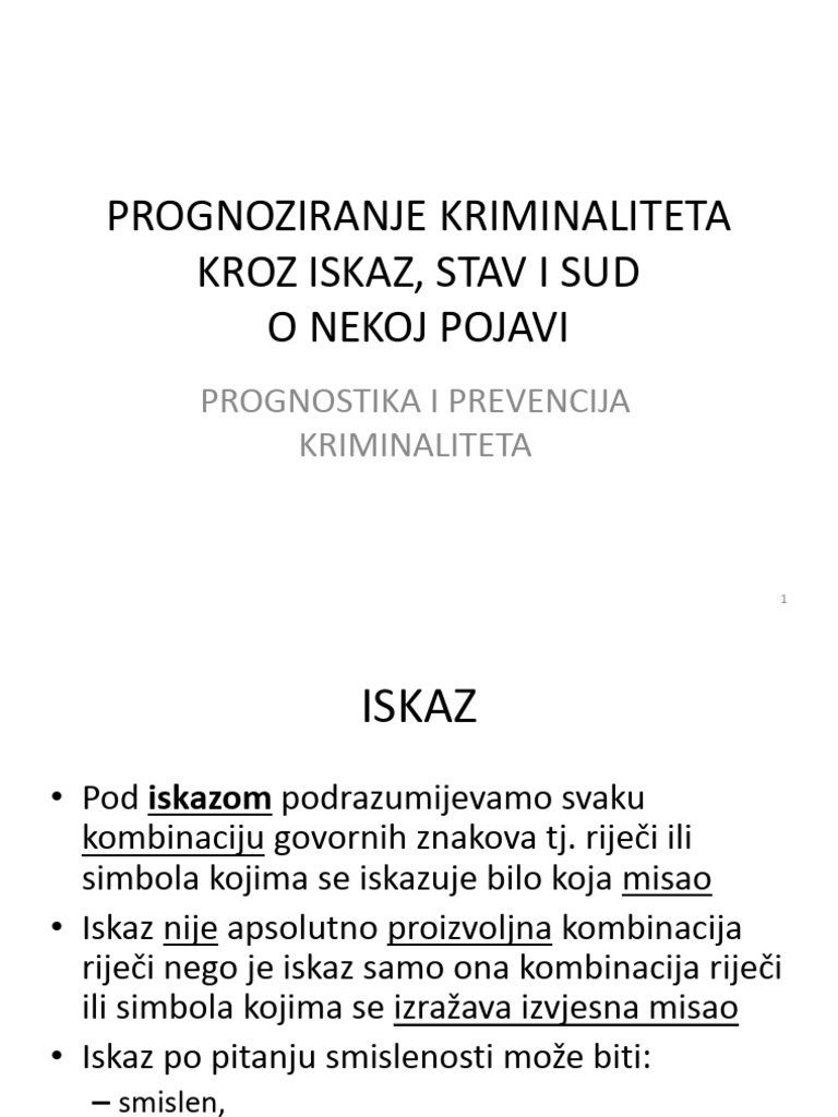 3 Prognoziranje Kriminaliteta Kroz Iskaz Stav I Sud | PDF