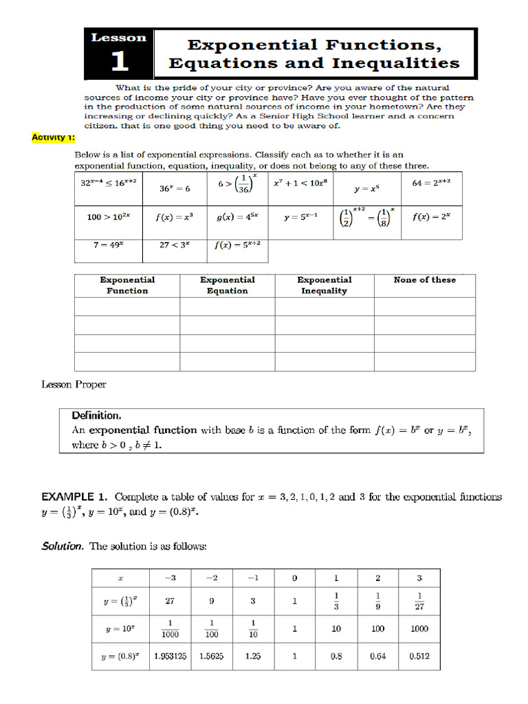 Exponential Function | PDF