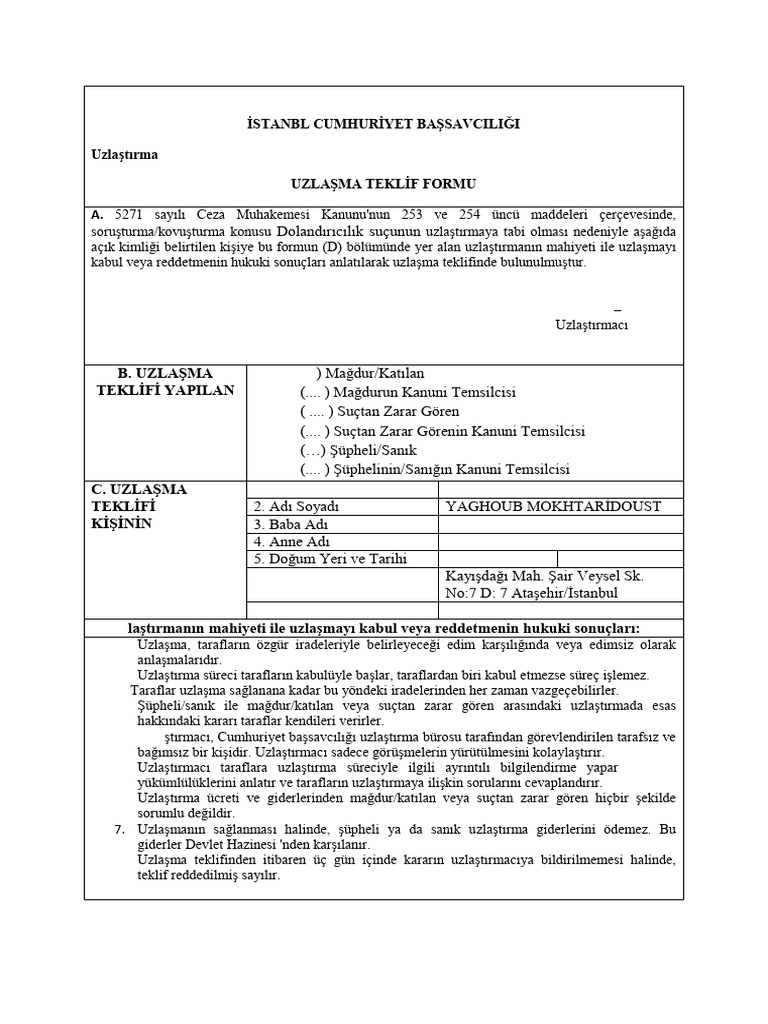 Uzlastirma Teklif Formu | PDF