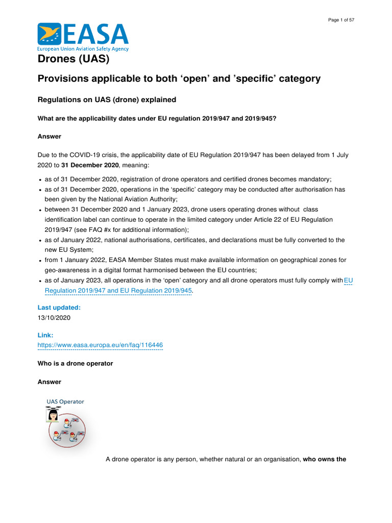 EASA - Drones UAS | PDF | Unmanned Aerial Vehicle | Aviation