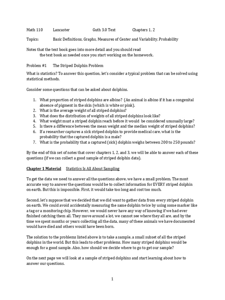 Guth New Notes Chapter 1, 2 GRPH, Meas 25p | PDF | Outlier | Standard ...