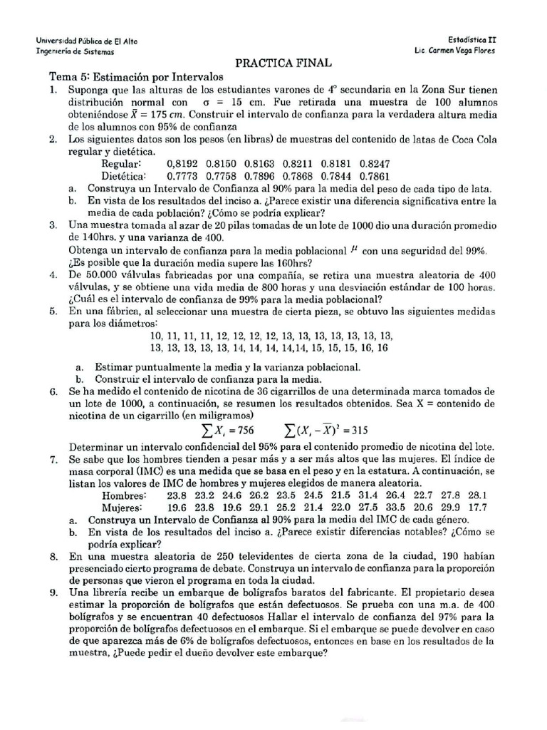 Práctica3 Estadística ll | PDF