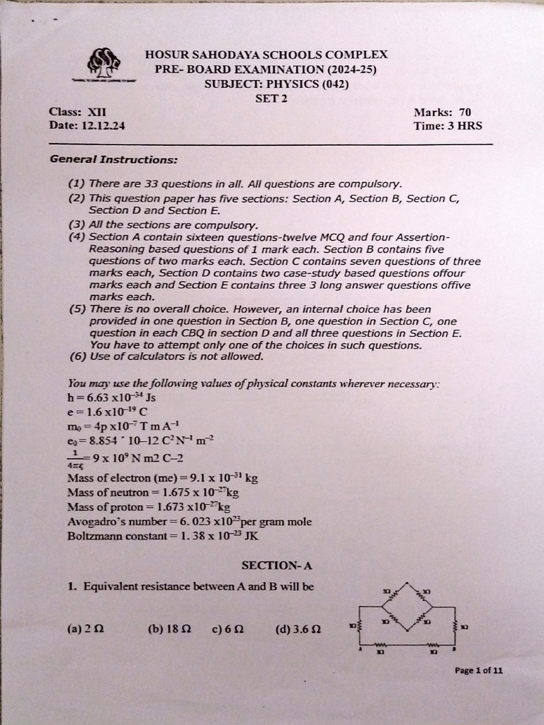 Hssc Pre-boards Physics Set 2 | PDF | P–N Junction | Inductor