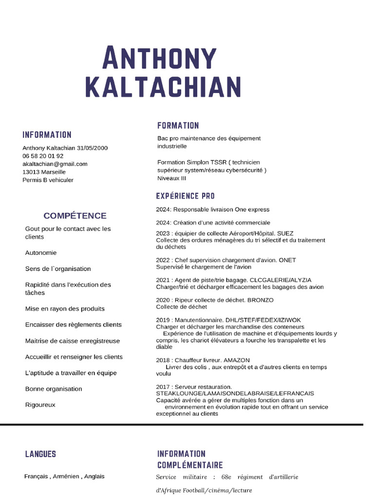 CV A Jour Kaltachian 2 | PDF