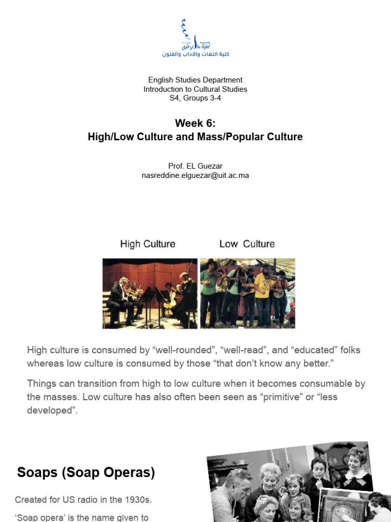 Week 6 - Popular Culture, Mass Culture, High Culture, and Low Culture ...