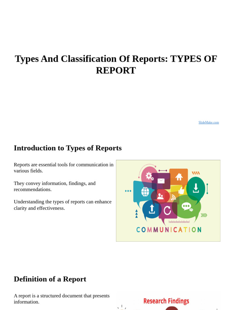 Types and Classification of Reports - TYPES of REPORT | PDF ...