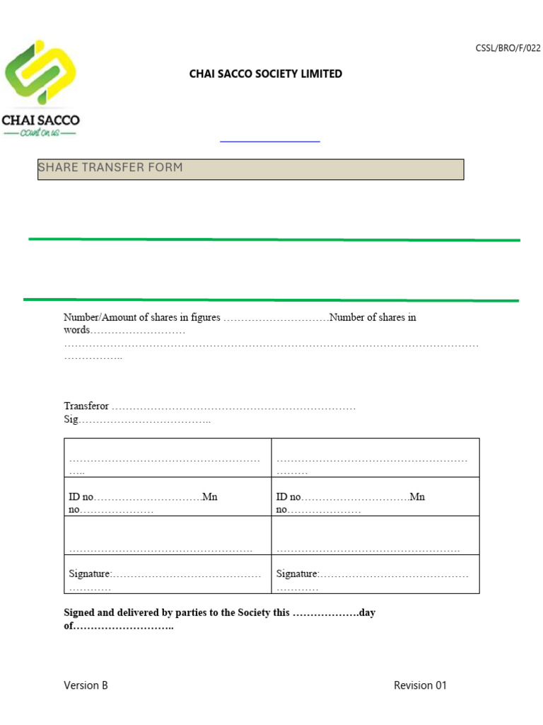 SHARE TRANSFER FORM | PDF | Private Law | Business