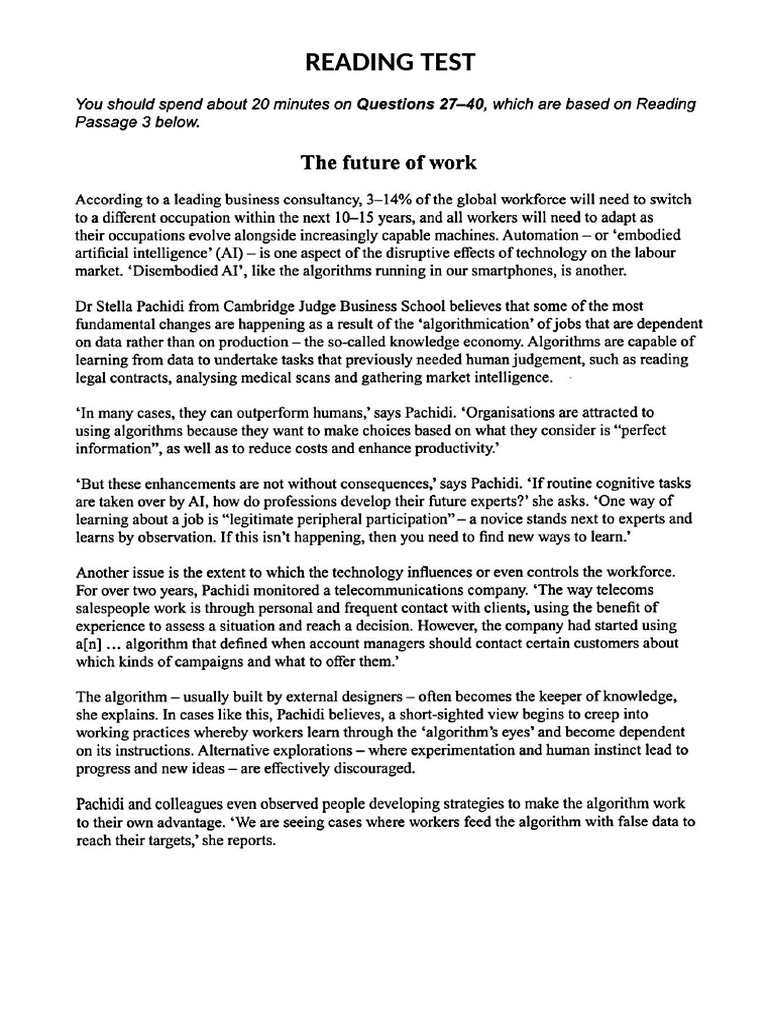 READING TEST - Online | PDF