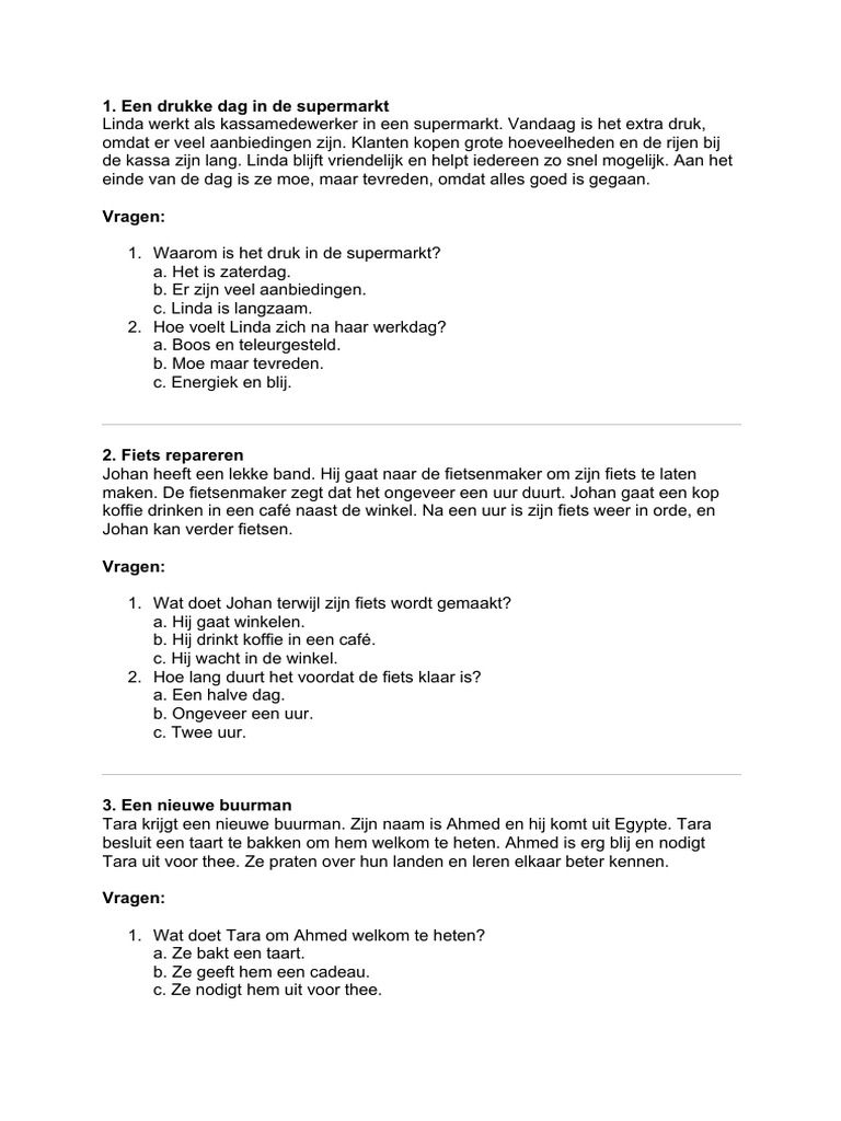 proefexamen inburgering A2 leesvaardigheid-part1-MAD | PDF