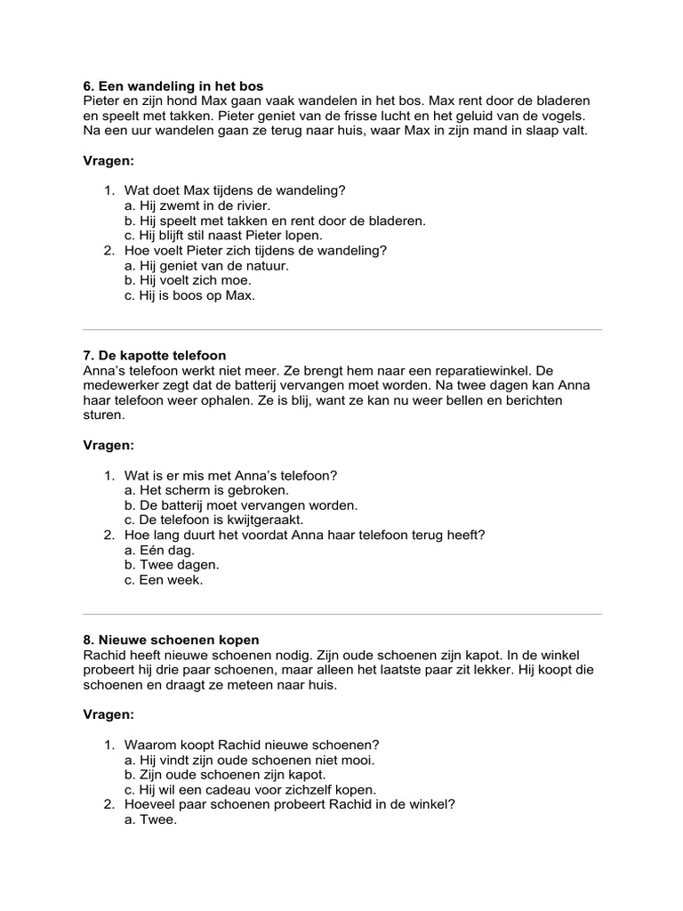 Proefexamen Inburgering A2 leesvaardigheid-part2-MAD | PDF