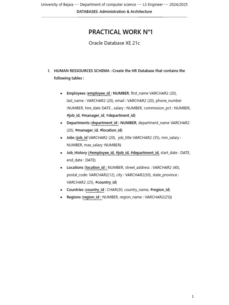 Série 1 + création des tables | PDF | Computer Data | Data Management Software