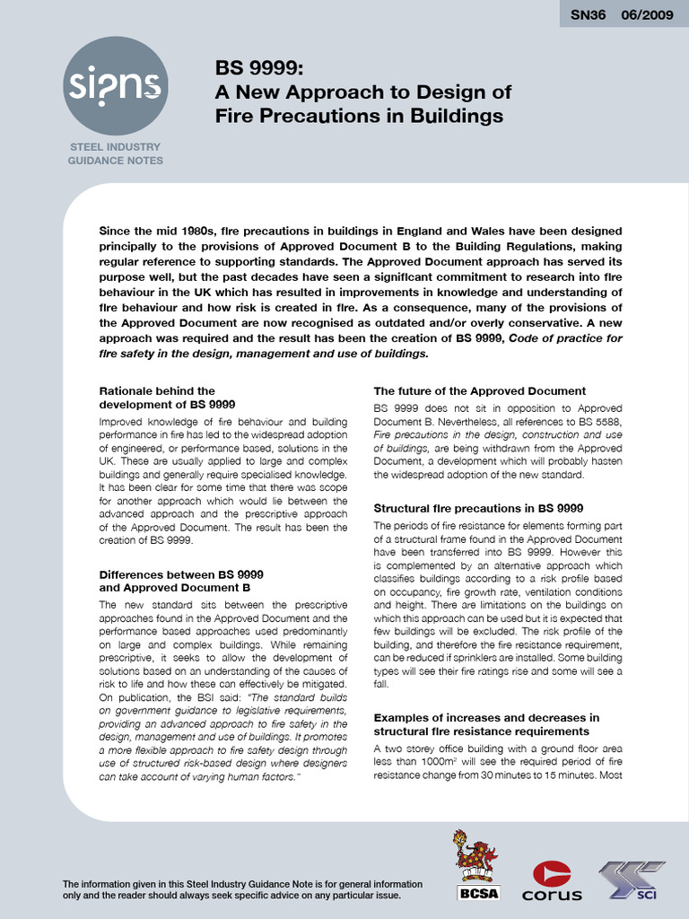 BS 9999: Fire Safety Design Guidance | PDF | Fire Sprinkler System ...