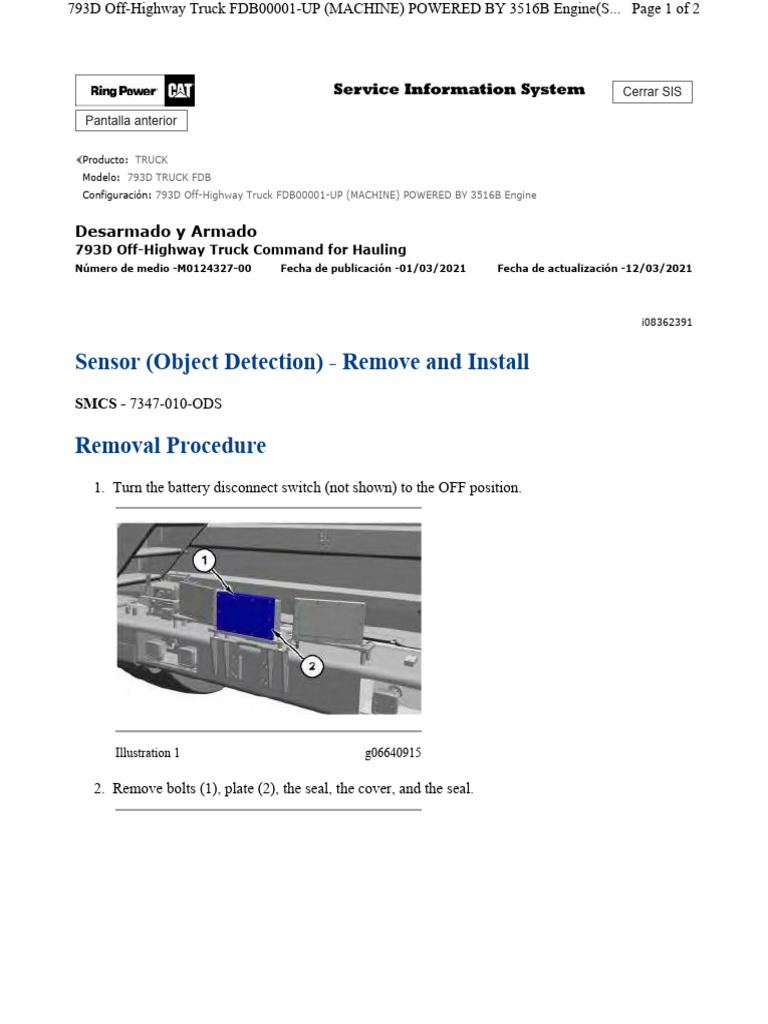 Sensor Object Detection Remove And Install Pdf 