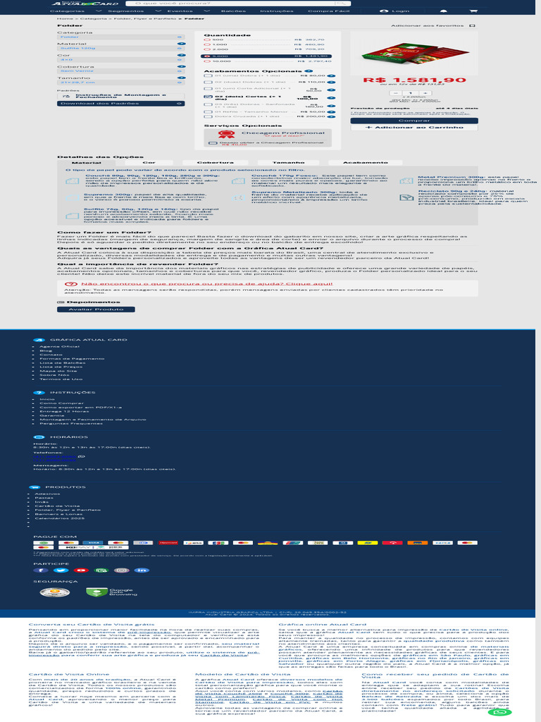 Folders, Flyers e Panfletos Gráfica Atual Card | PDF | Impressão