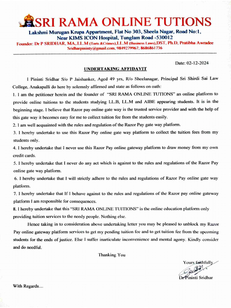 Undertaking Letter | PDF