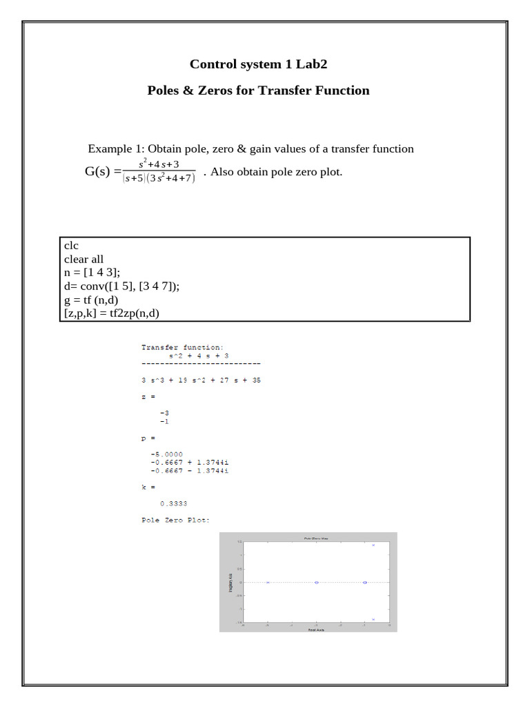 Control System Lab 2 | PDF