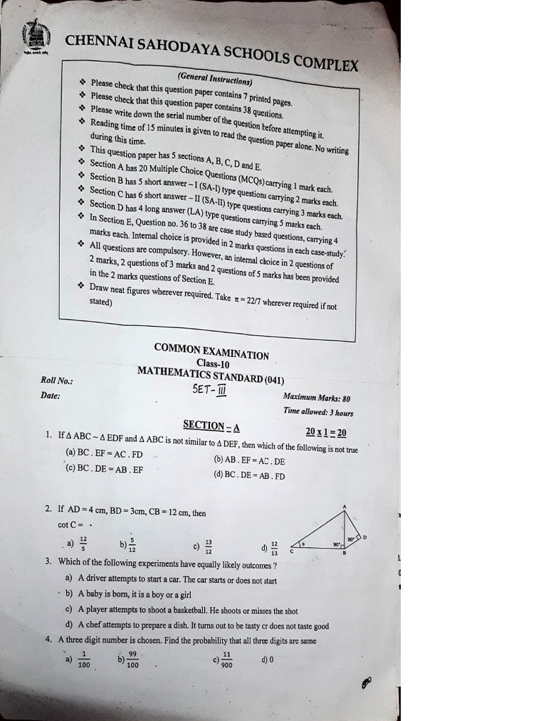 Sahodaya Paper Set 3 | PDF