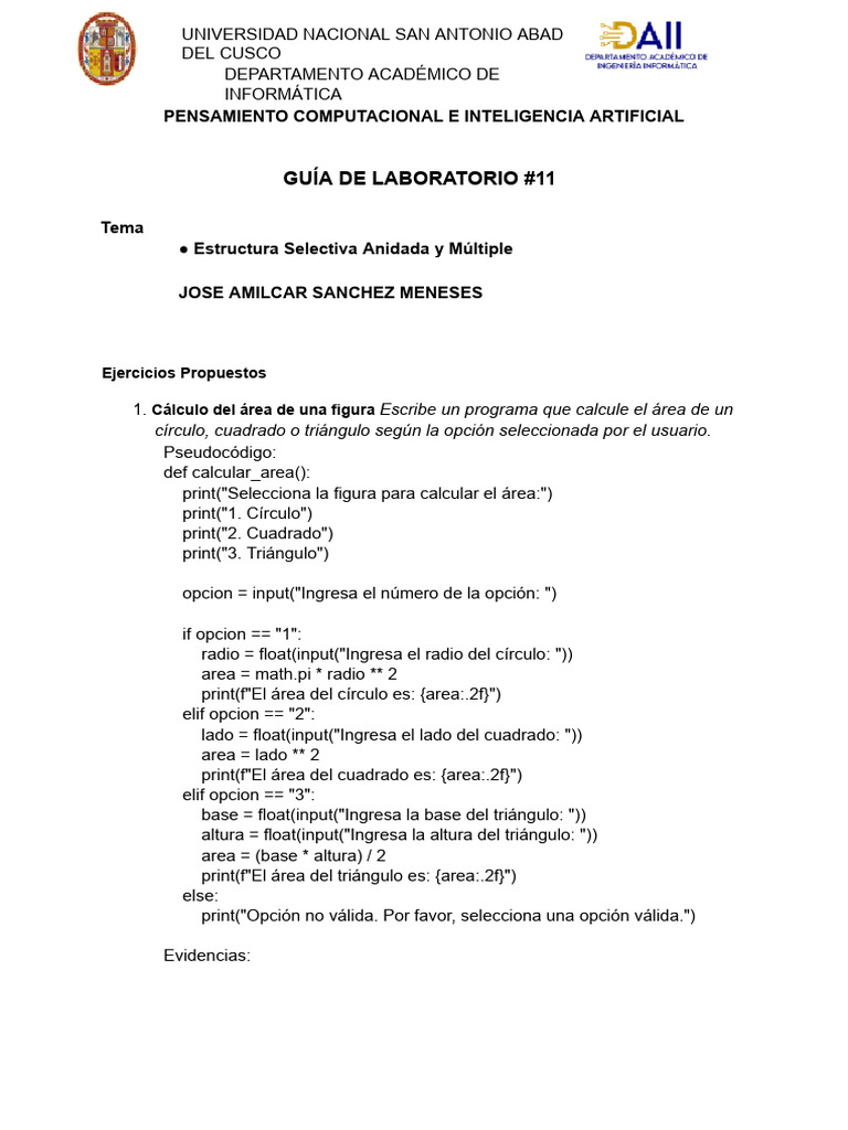 Guía Lab: Estructuras Selectivas en Python | PDF | Informática | Ciencias de la Computación