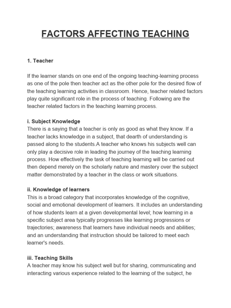 1588067260factors Affecting Teaching | PDF | Learning | Teachers