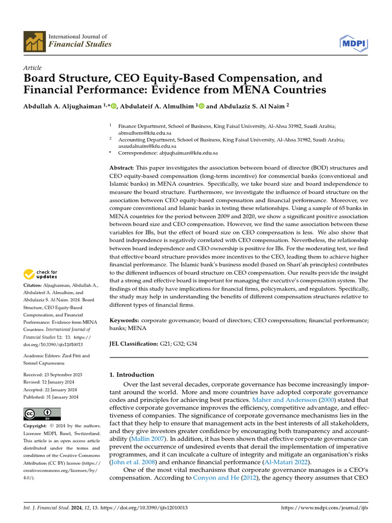 Eng - Board Structure, CEO Equity Based Compensation, and Financial ...