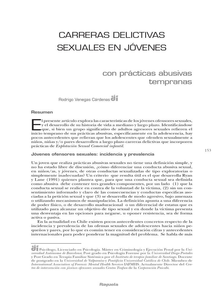 Jóvenes Ofensores Sexuales: Análisis y Características | PDF | Adultos ...