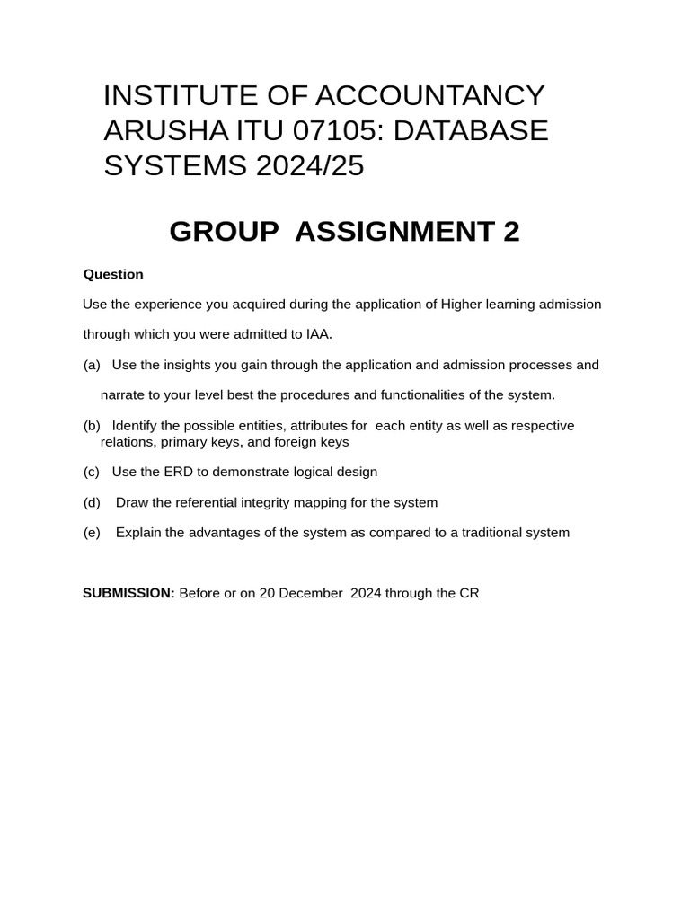 Dbs Group Assignment 2 Database Design 2025 | PDF