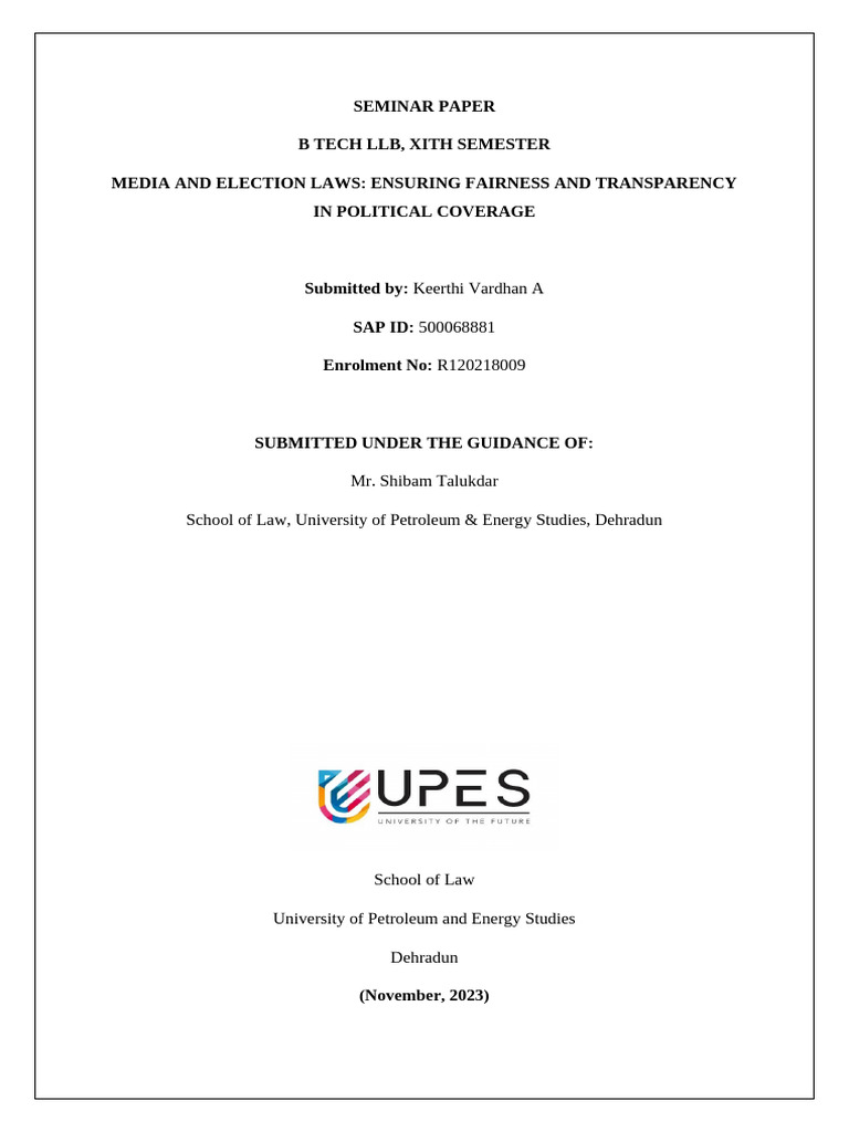 Media and Election Laws in India | PDF | Elections | Media Bias