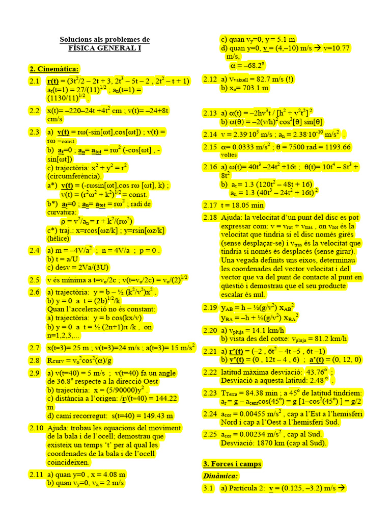 Fisica general I(solucions) | PDF