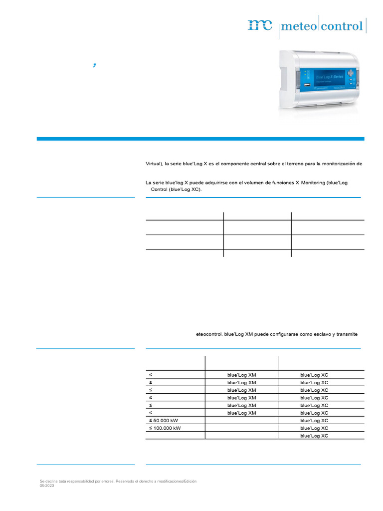DB Bluelog XM XC Es Datasheet | PDF | Informática | Ciencias de la Computación