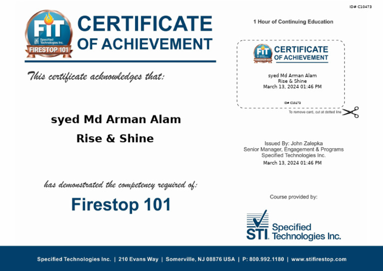 Certificate. 101 PDF | PDF