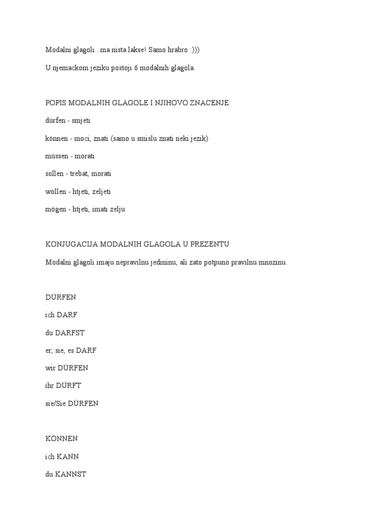 Modalni Glagoli | PDF