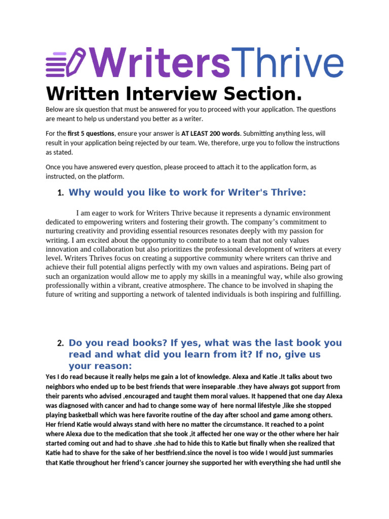 WT Written Interview Questions | PDF