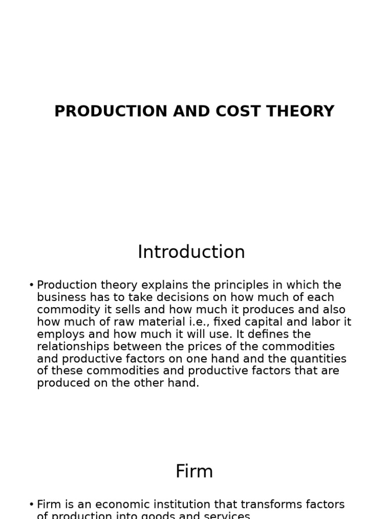Production and Cost Theory Guide | PDF | Production Function | Marginal ...