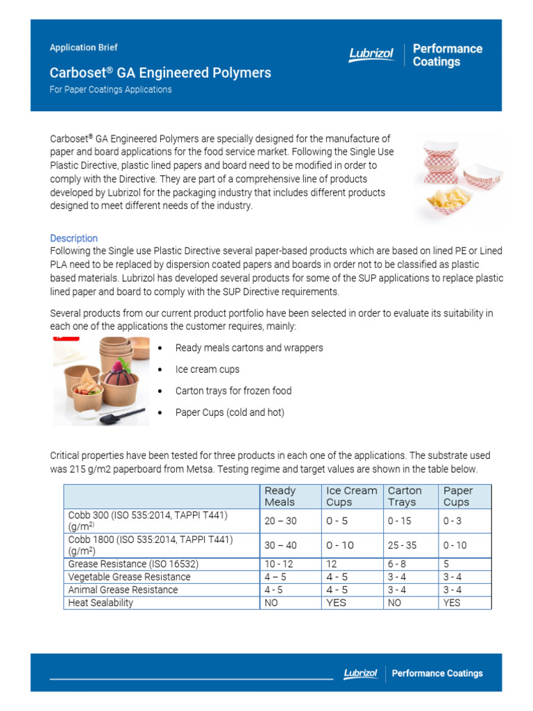 Carboset GA Engineered Polymers For Paper Coating Applications | PDF ...