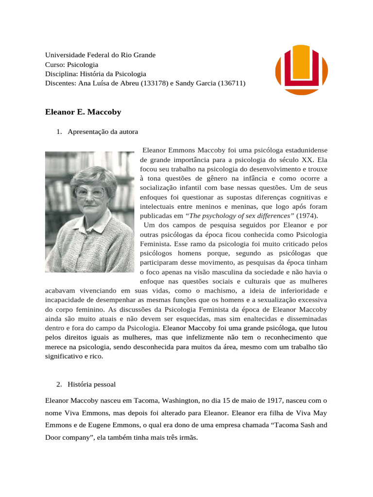 Psicologia Feminina - Eleonor Maccoby | PDF | Estudos de Gênero | Feminismo