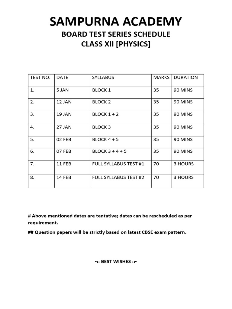 Test Series Phys 12 | PDF