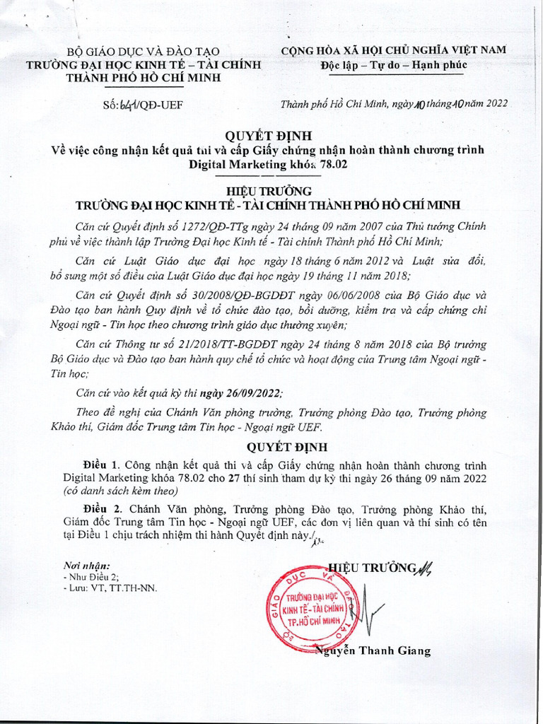 DIGI_K78.02_QD_641_CongNhanKetQua_CapCC_10-10-2022 | PDF