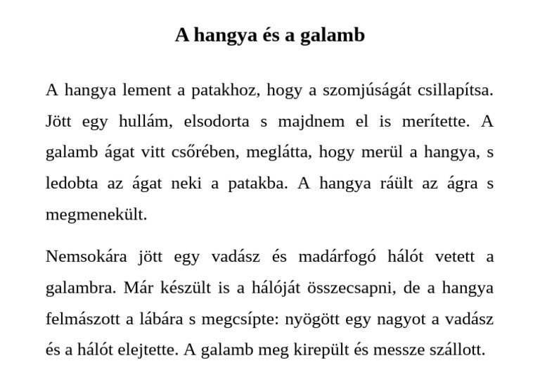 A Hangya És A Galamb | PDF