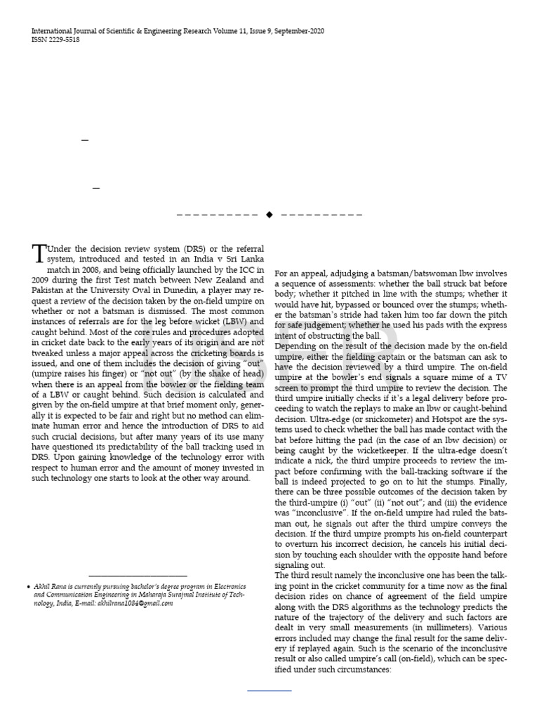 Cricket's Decision Review System Explained | PDF | Summer Sports | Cricket