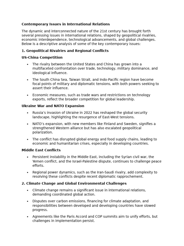 Contemporary Issues in International Relations | PDF | Governance | Nato