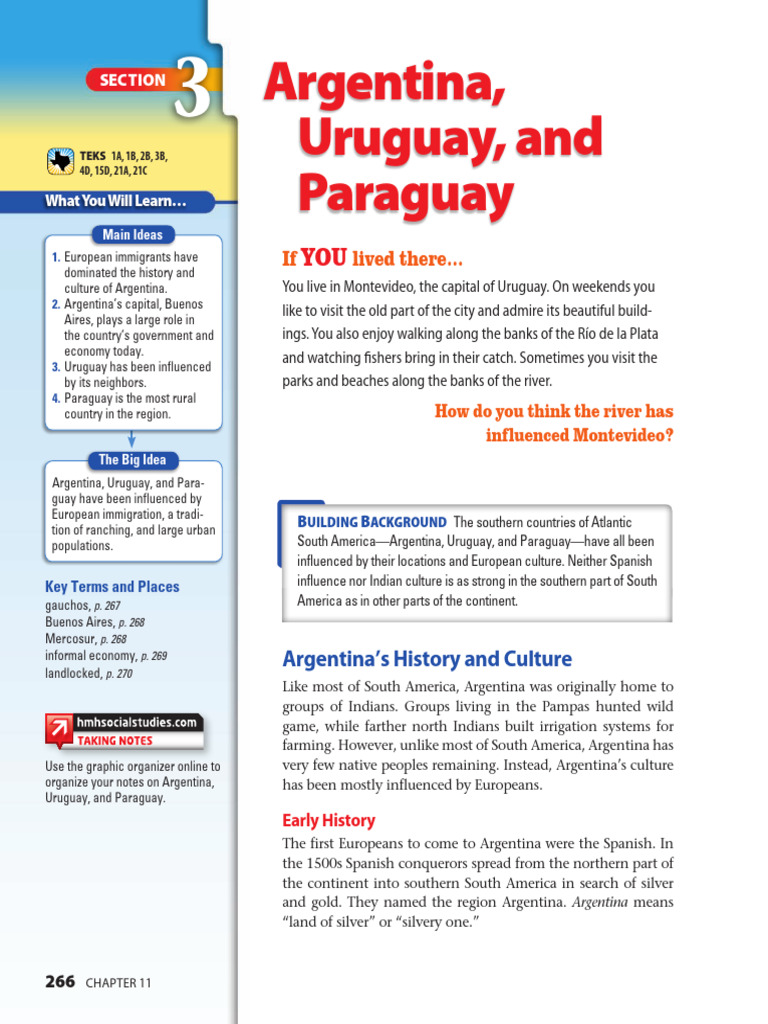 Chapter 11 Section 3 Reading | PDF | Uruguay | Paraguay