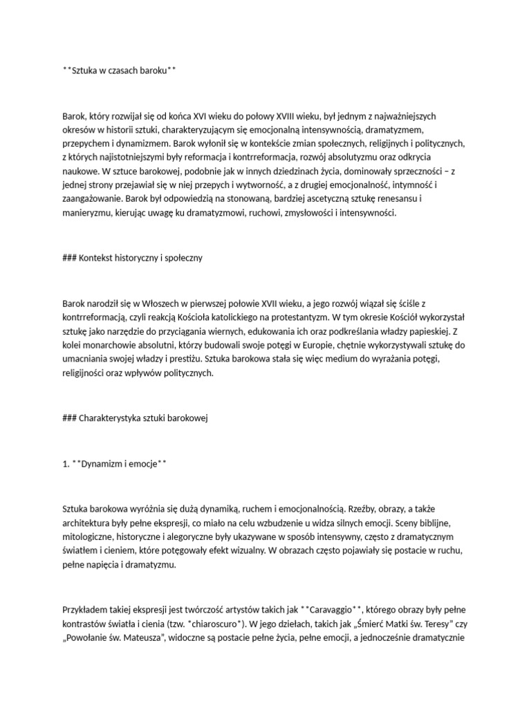 Sztuka W Czasach Baroku | PDF