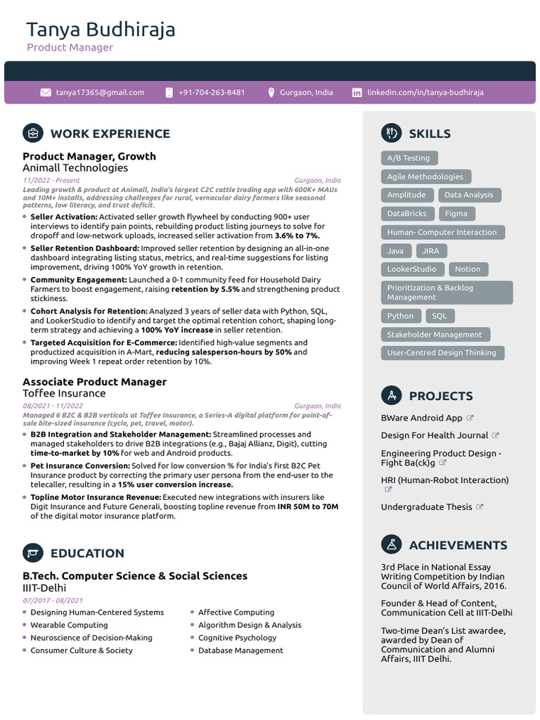 Tanya Budhiraja Resume - Final | PDF | Computing