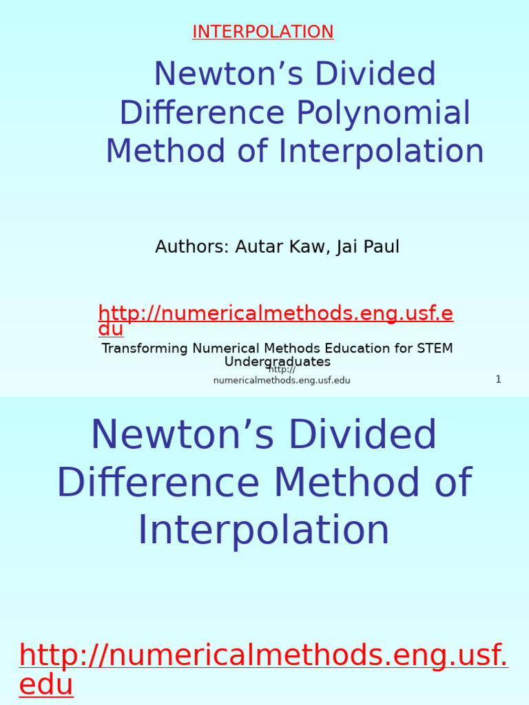 Newton's Divided Difference Polynomial Method | PDF | Interpolation ...