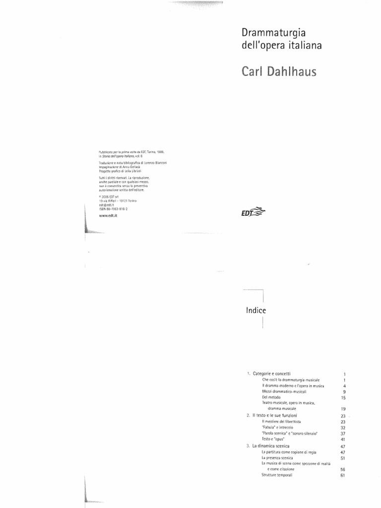 DALHAUS Drammaturgia Opera Italiana | PDF