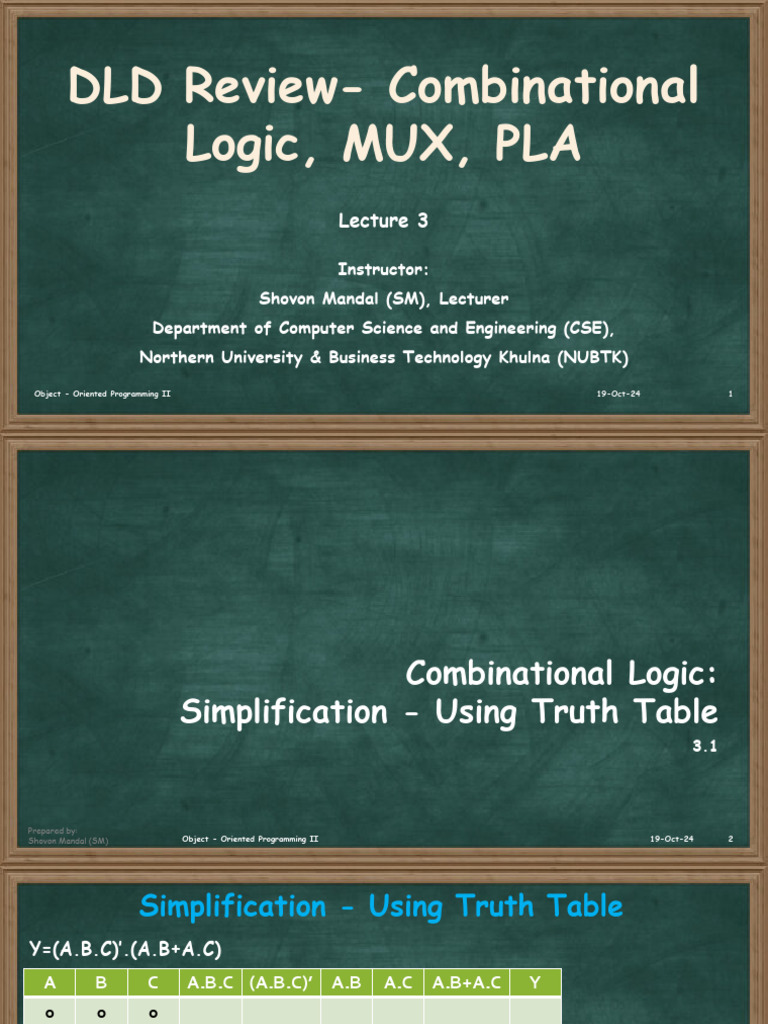 Lecture 3 - DLD Review - Combinational Logic - MUX - PLA | PDF | Electronic Circuits | Computing