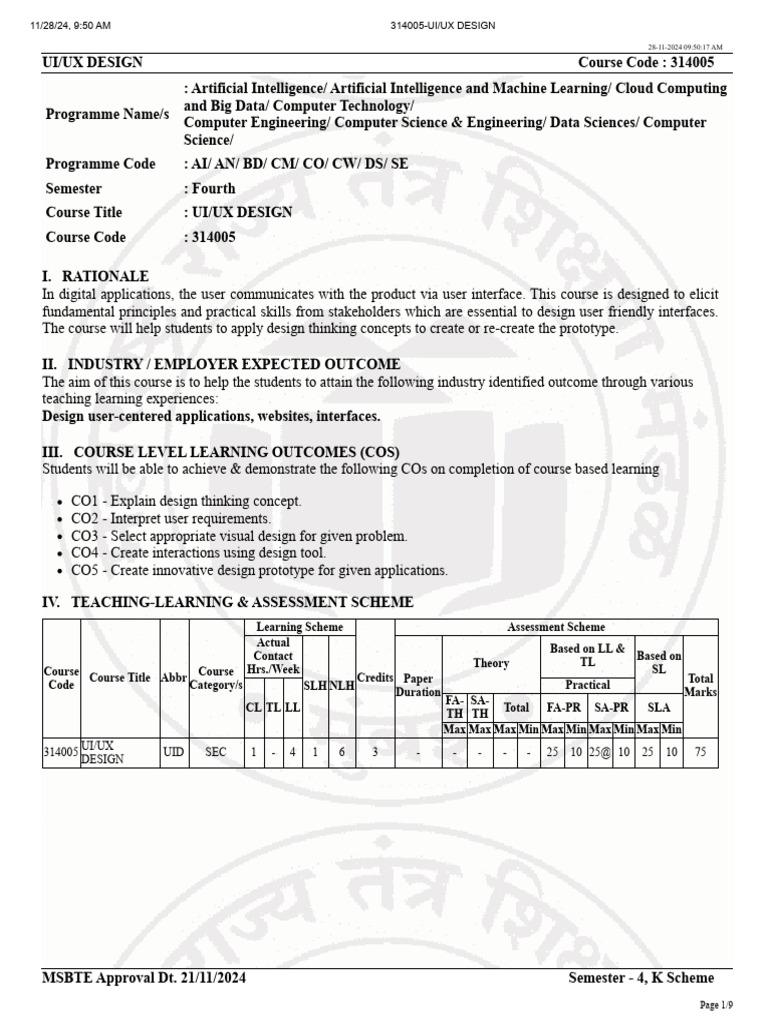 314005-Ui Ux Design 281124 | PDF | User Interface | Human–Computer Interaction