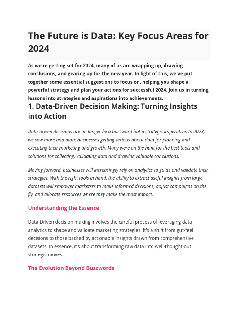 The Future Is Data Key Focus Areas For 2024 | PDF | Computer Security ...
